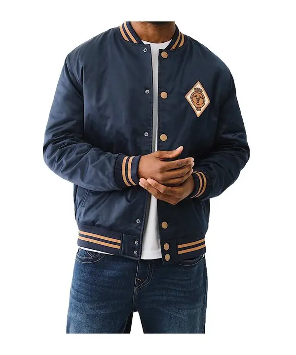 True Religion Satin Embroidered Bomber Jacket
