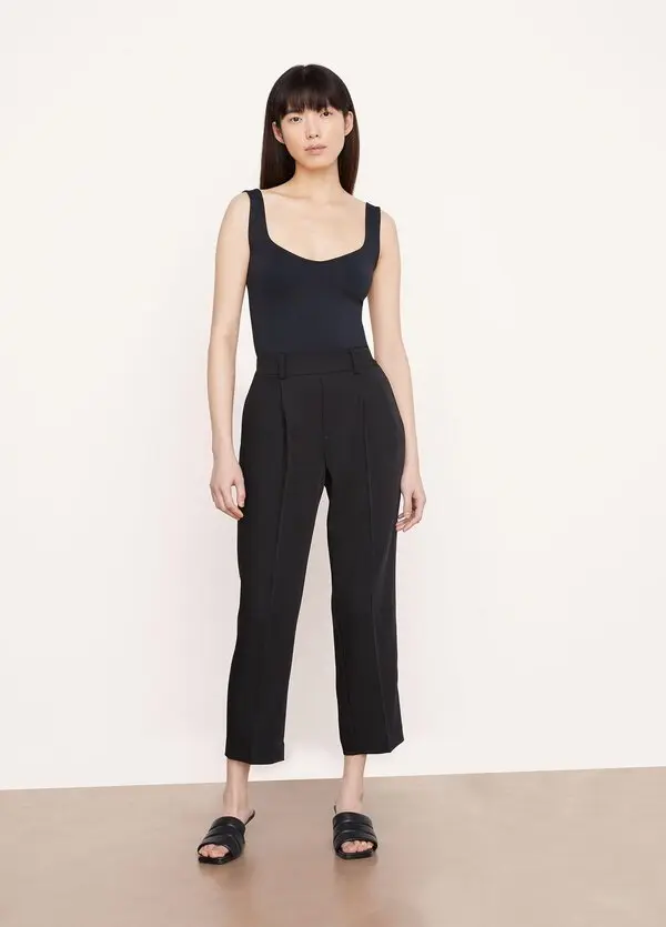Vince High-waist Tapered-leg Pleated Trousers