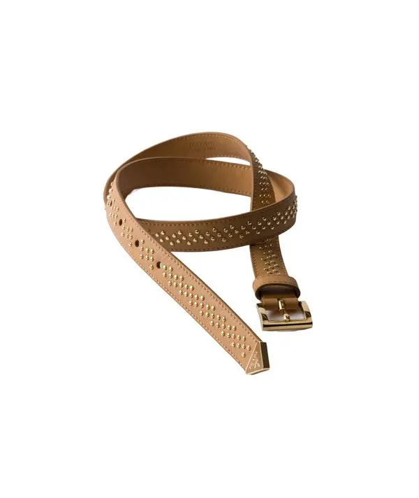 Prada Leather Belt With Studs