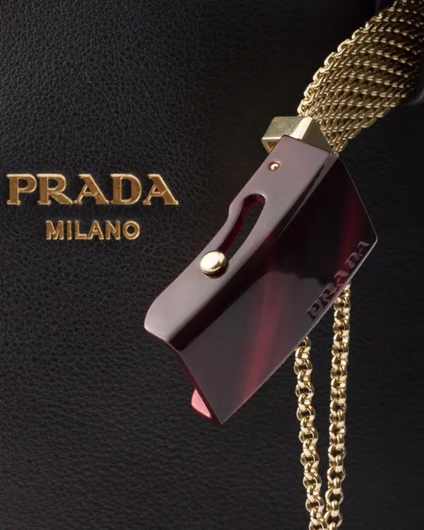 Prada Buckle Leather Bucket Bag - Black