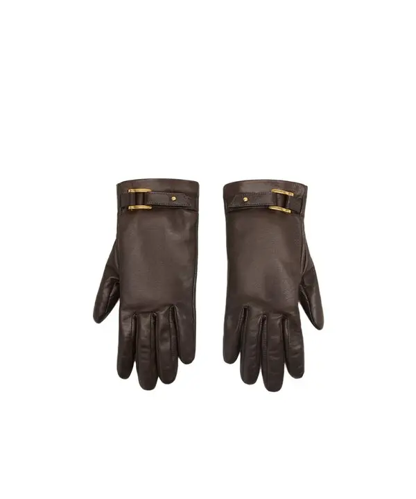 AMI Paris Leather Gloves With Strap Detail