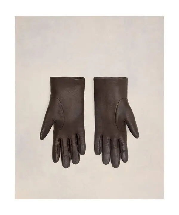 AMI Paris Leather Gloves With Strap Detail