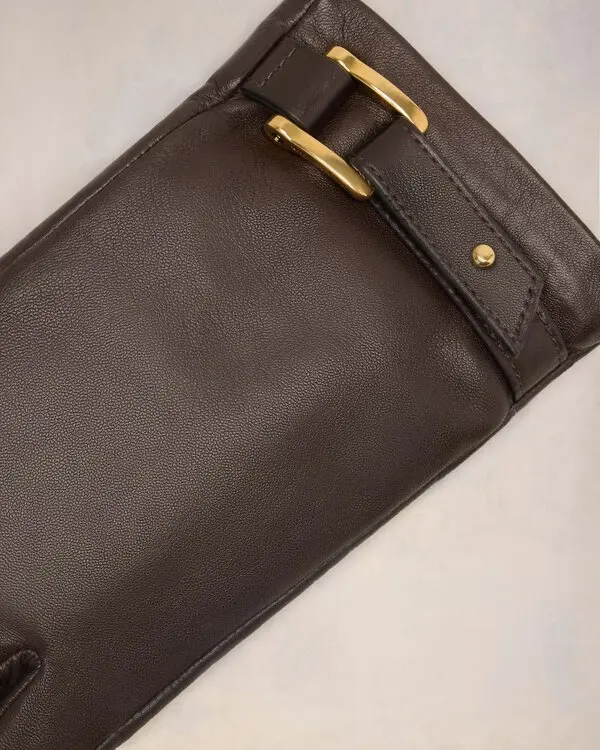 AMI Paris Leather Gloves With Strap Detail