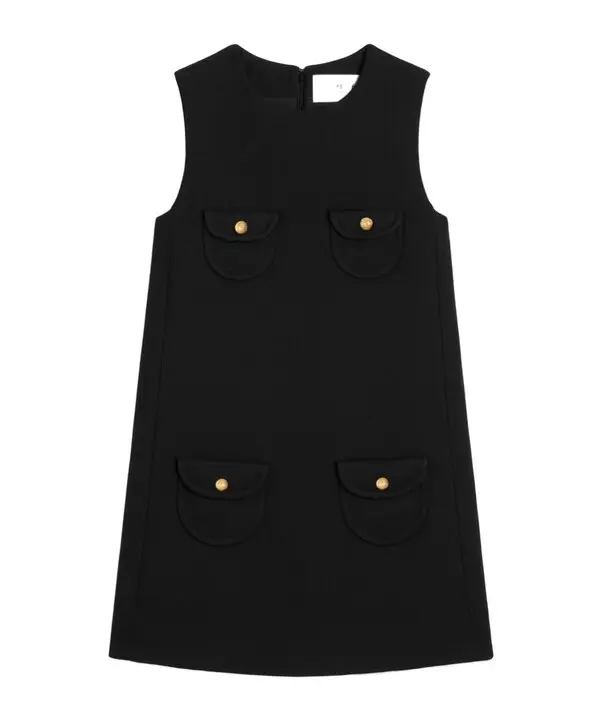 Celine Trapeze Mini Dress In Double Faced Wool Tricotine