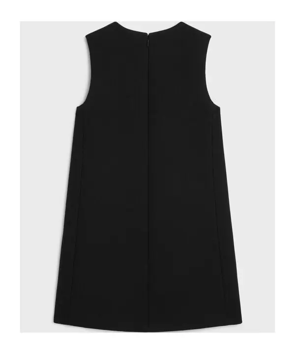 Celine Trapeze Mini Dress In Double Faced Wool Tricotine