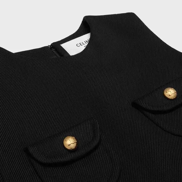 Celine Trapeze Mini Dress In Double Faced Wool Tricotine