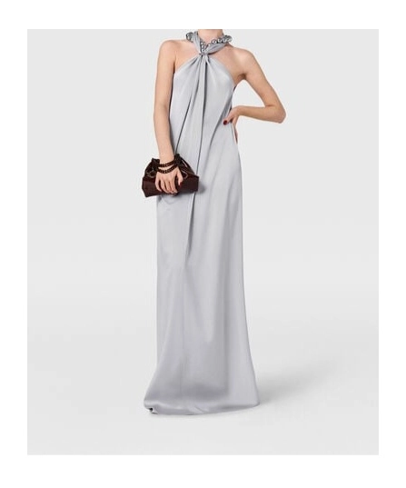 Stella McCartney Ball-chain Halterneck Satin Maxi Dress