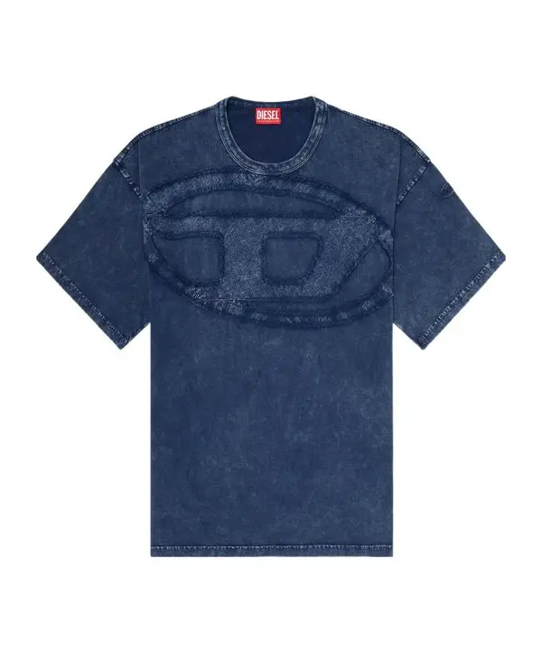DIESEL® T-boxt-den Embroidered Logo T-shirt - Medium Blue