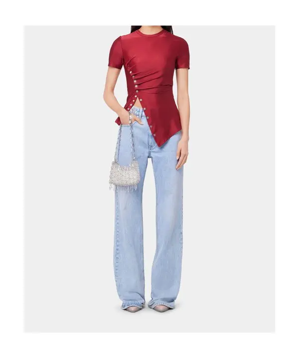 Rabanne Draped Jersey T-shirt With Snap Closure