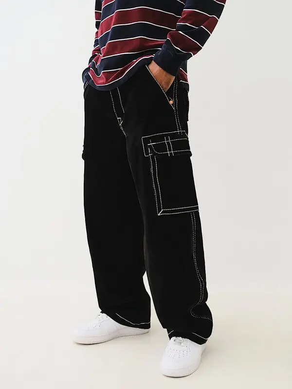 True Religion Velvet Big T Cargo Baggy Pants