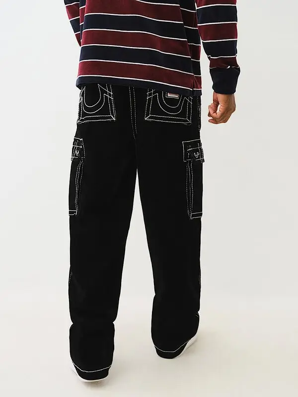 True Religion Velvet Big T Cargo Baggy Pants