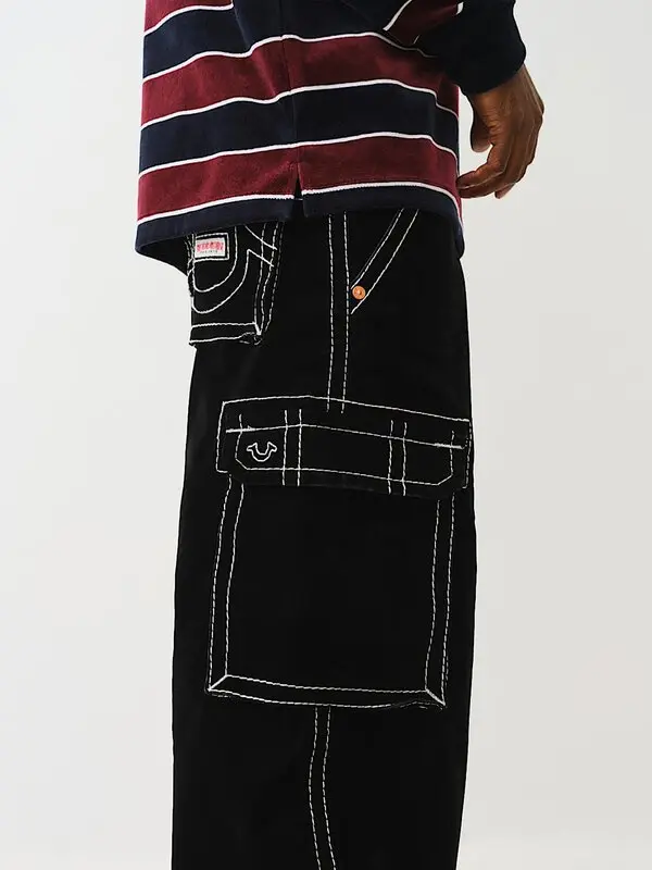 True Religion Velvet Big T Cargo Baggy Pants