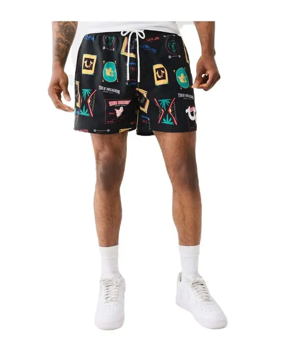True Religion Holiday Printed Wide Leg Shorts