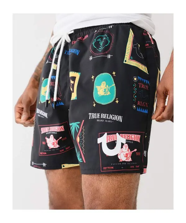 True Religion Holiday Printed Wide Leg Shorts