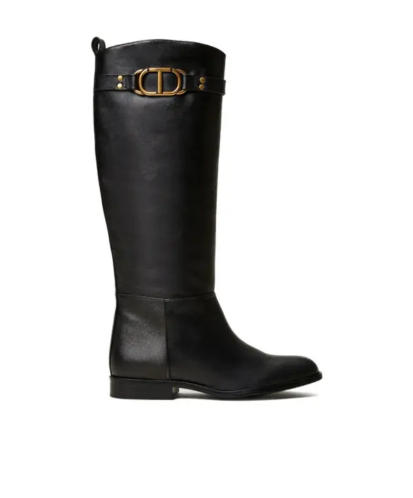 TWINSET Oval T Leather Boots
