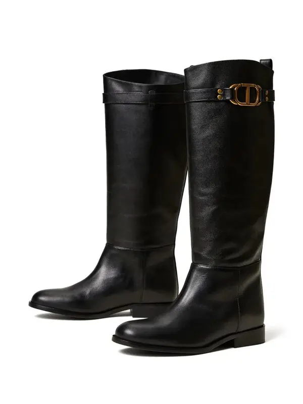 TWINSET Oval T Leather Boots
