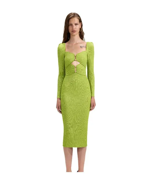 SELF-PORTRAIT Long-sleeve Knitted Dress - Green