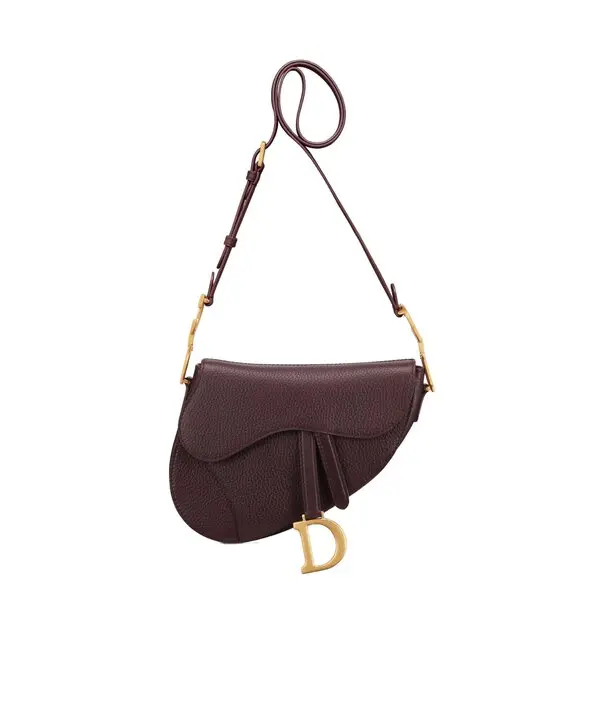 Dior Medium Saddle Bag With Strap - Plum Color