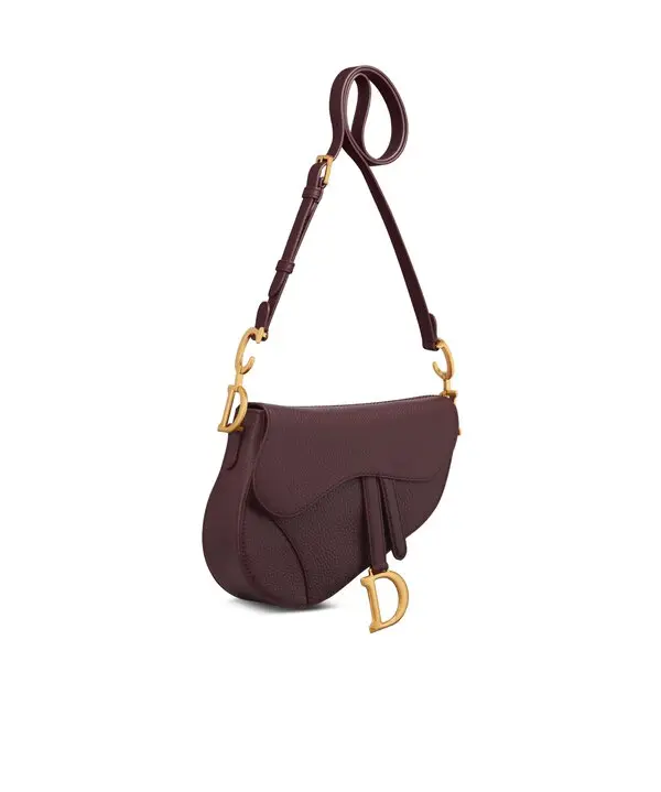 Dior Medium Saddle Bag With Strap - Plum Color