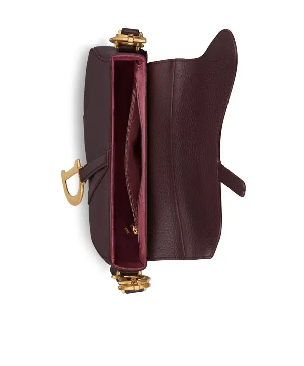 Dior Medium Saddle Bag With Strap - Plum Color