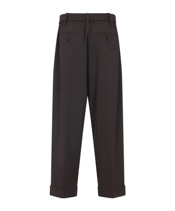Brunello Cucinelli Belted Pleated Straight Trousers