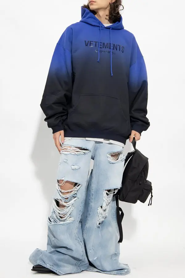 Vetements Logo-print Faded-effect Hoodie