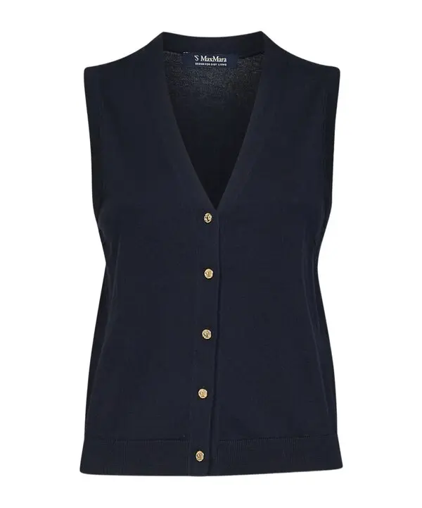 Max Mara V-neck Knitted Gilet - Blue