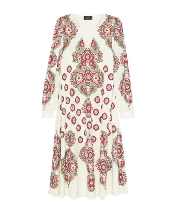 Etro Paisley-print Long-sleeve Dress - White