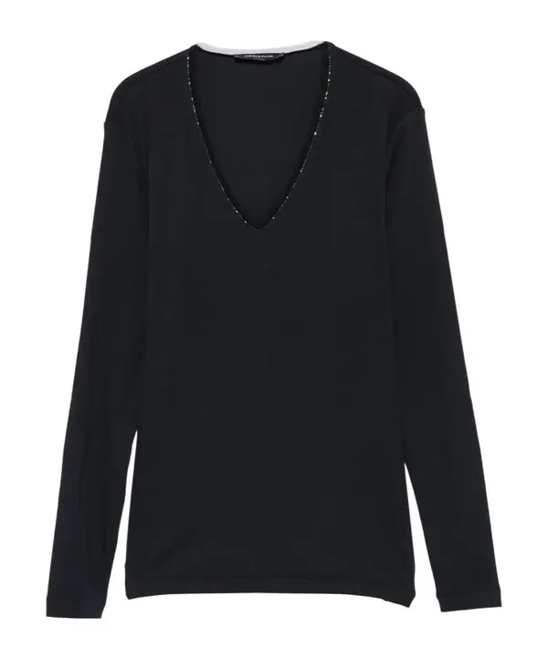 Fabiana Filippi Long Sleeve V-neck T-shirt