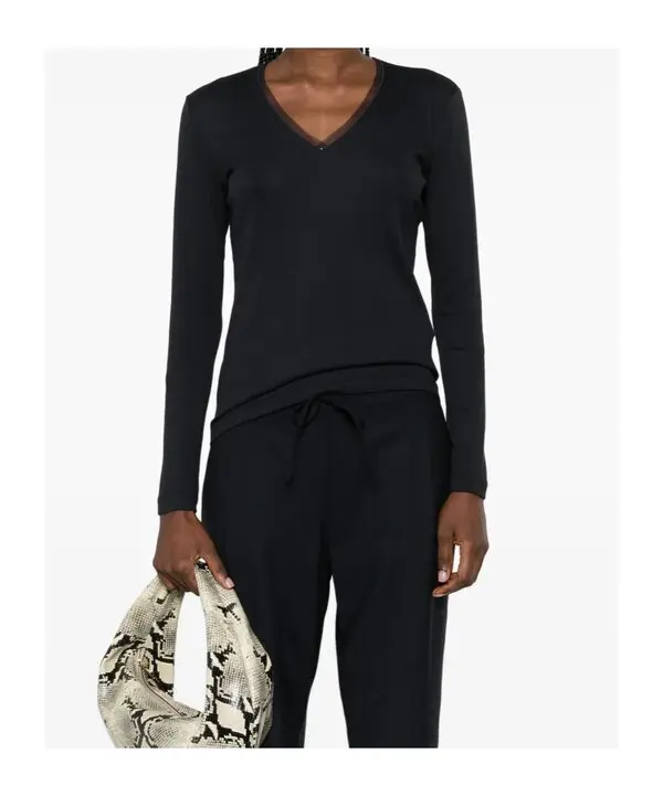 Fabiana Filippi Long Sleeve V-neck T-shirt