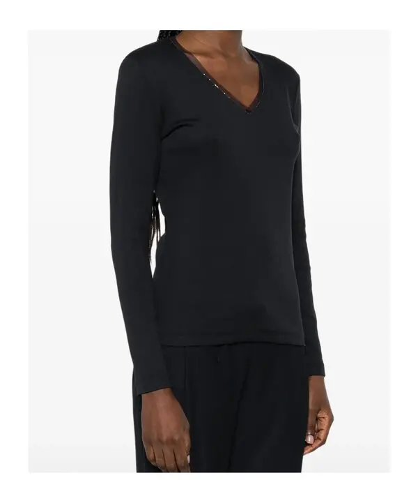 Fabiana Filippi Long Sleeve V-neck T-shirt