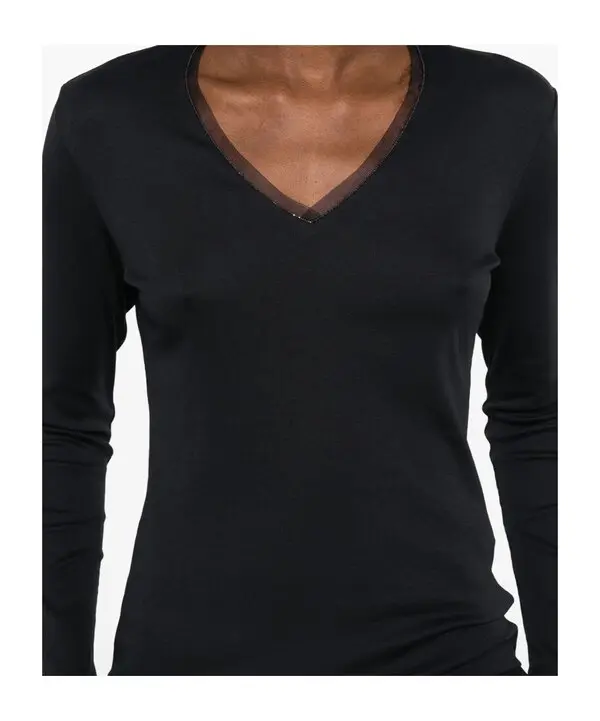Fabiana Filippi Long Sleeve V-neck T-shirt
