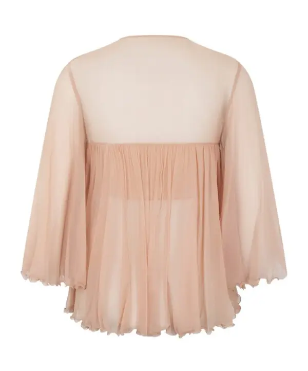 Chloé Pleated Tulle Top - Soft Peach