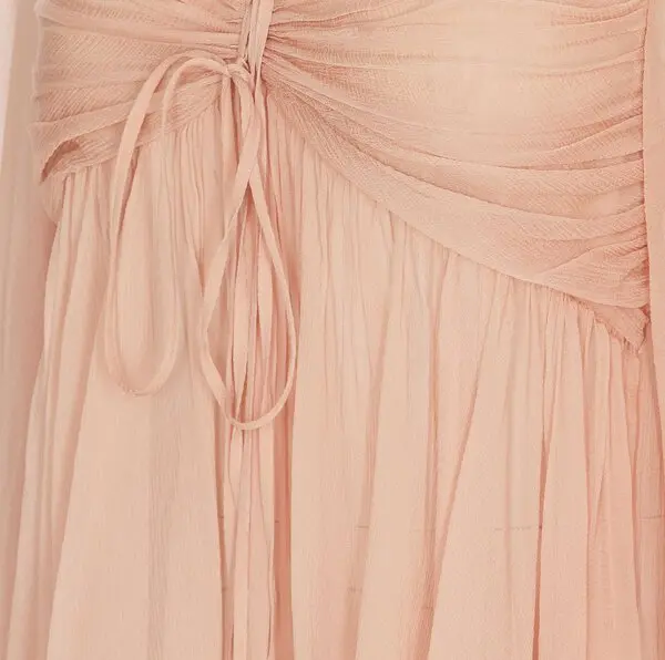 Chloé Pleated Tulle Top - Soft Peach