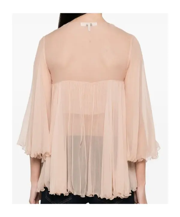 Chloé Pleated Tulle Top - Soft Peach