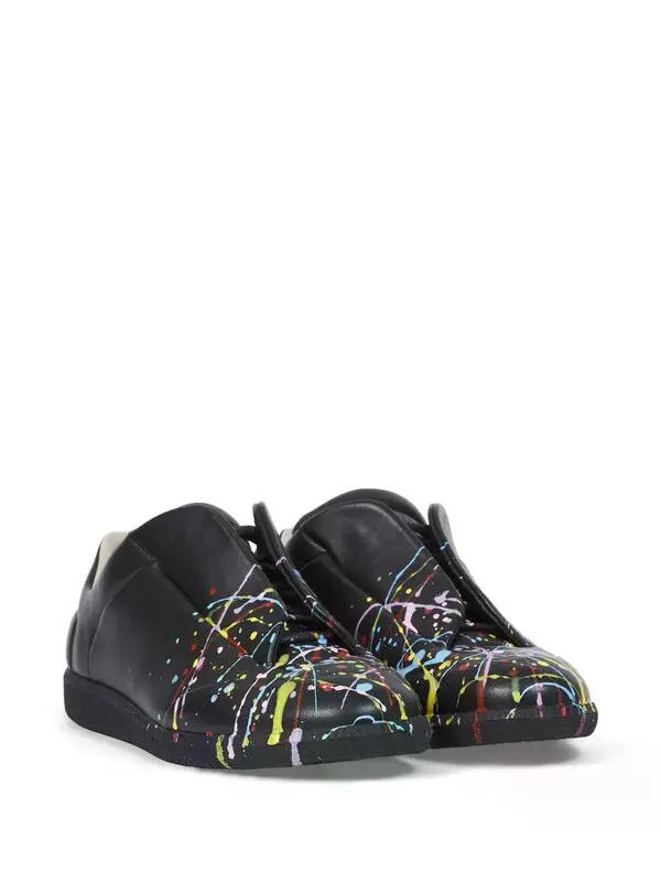 MAISON MARGIELA Future Paint-splatter Leather Sneakers - Black