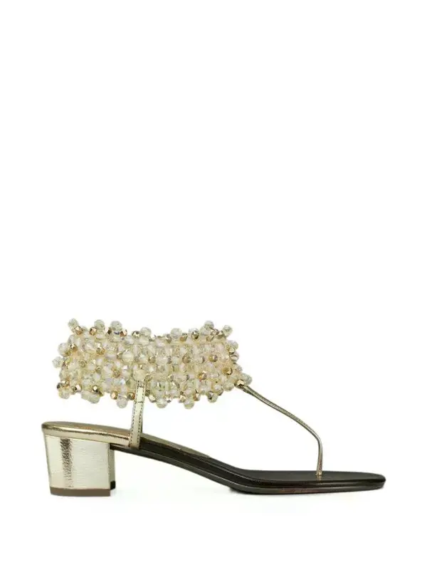 Tory Burch Beaded Heeled Sandals - Gold