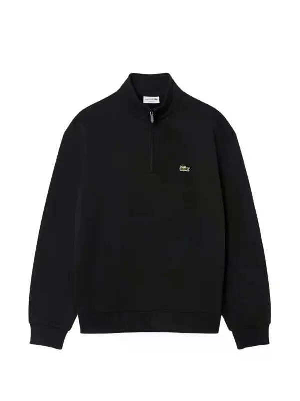 Lacoste Half-zip Logo-patch Sweater - Black