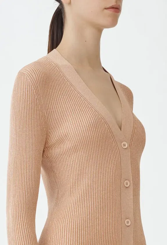 Fabiana Filippi Metallic Threading Ribbed-knit Cardigan