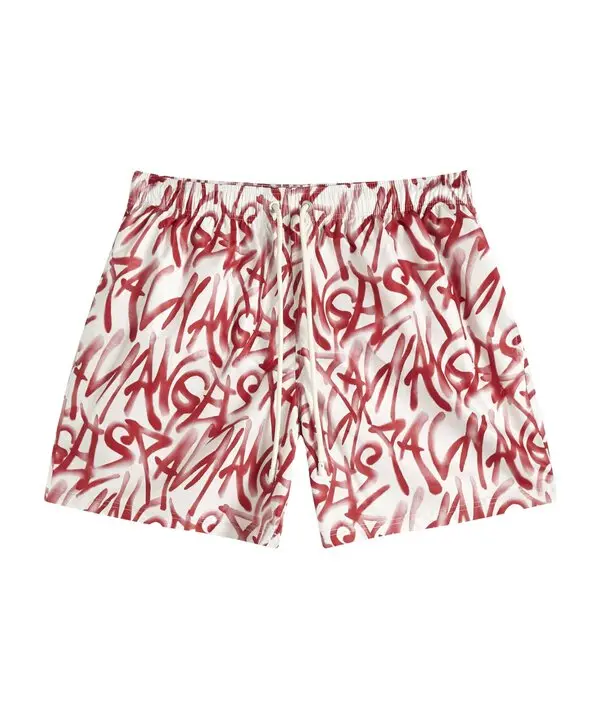 Palm Angels Graffiti Printed Drawstring Swim Shorts
