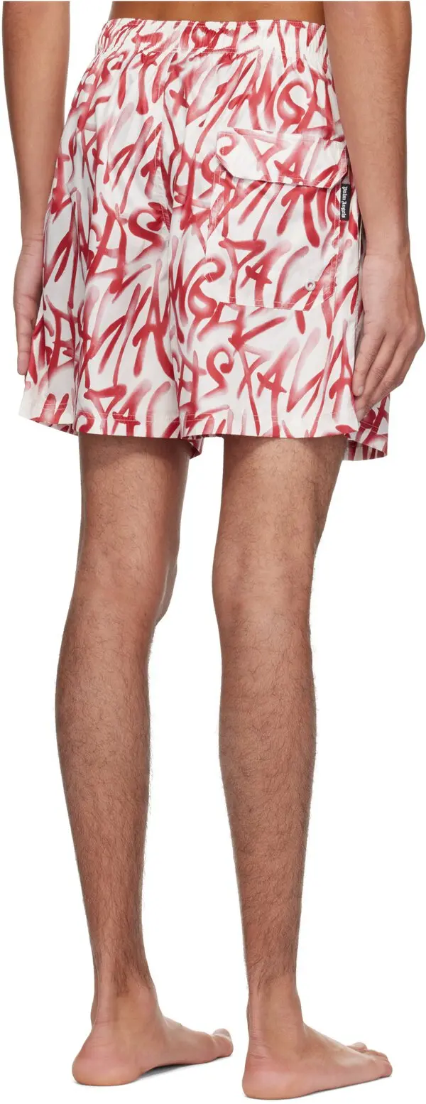 Palm Angels Graffiti Printed Drawstring Swim Shorts