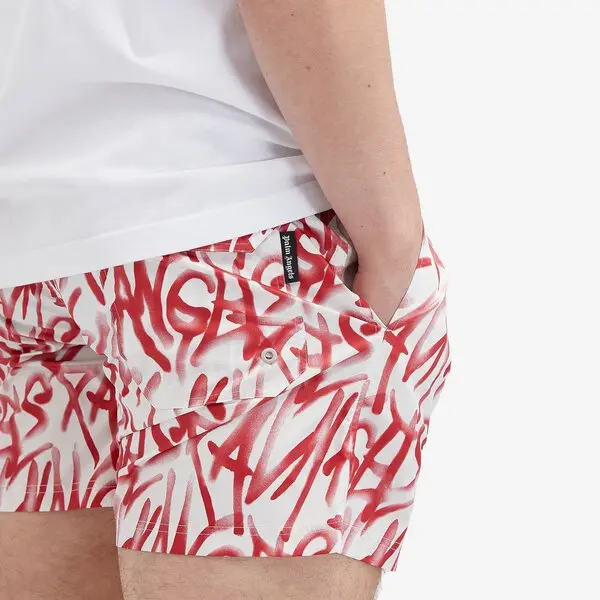 Palm Angels Graffiti Printed Drawstring Swim Shorts
