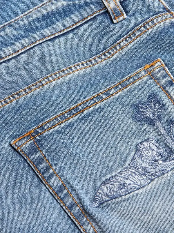 Etro Embroidered Straight Leg Jeans
