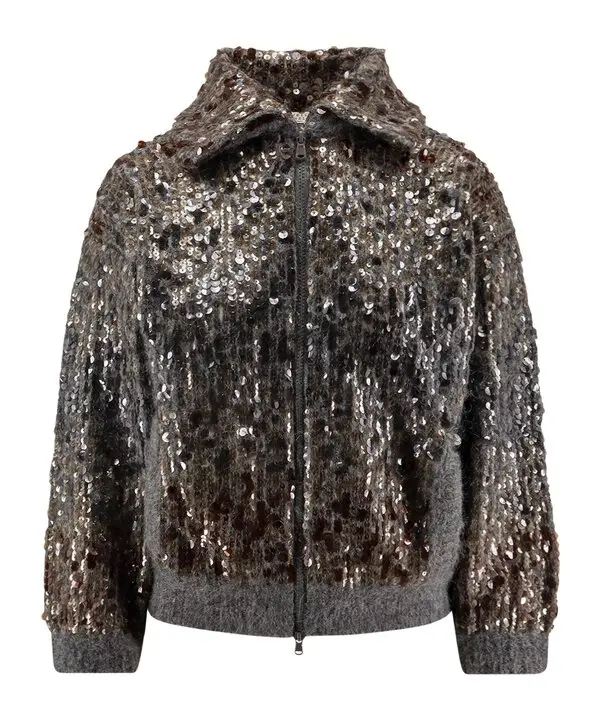 Brunello Cucinelli Sequin Embellished Zip Cardigan