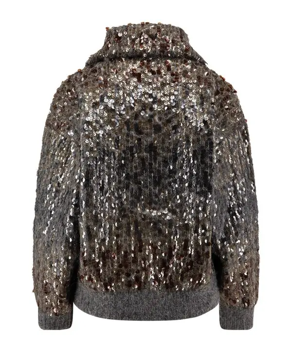 Brunello Cucinelli Sequin Embellished Zip Cardigan