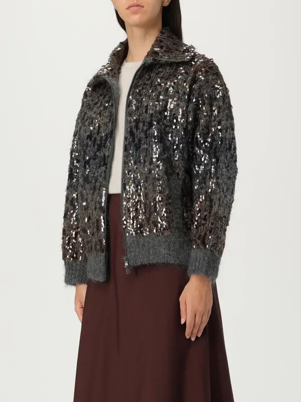 Brunello Cucinelli Sequin Embellished Zip Cardigan - Black