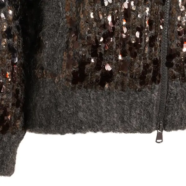 Brunello Cucinelli Sequin Embellished Zip Cardigan - Black