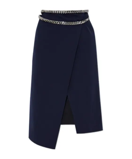 Stella McCartney Chain Detail Midi Skirt - Navy