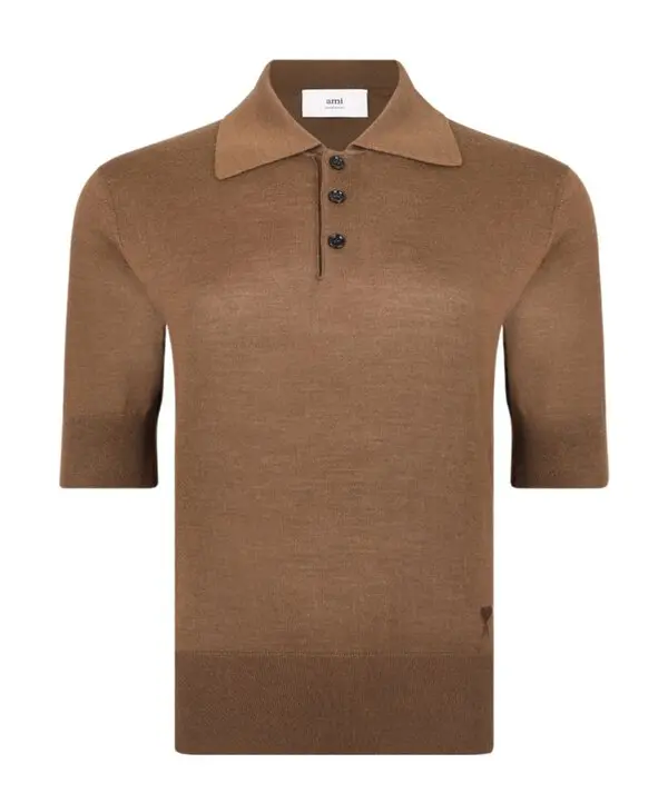 AMI Paris Short Sleeve Knitted Polo Shirt