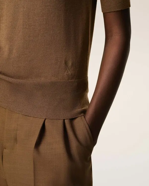 AMI Paris Short Sleeve Knitted Polo Shirt